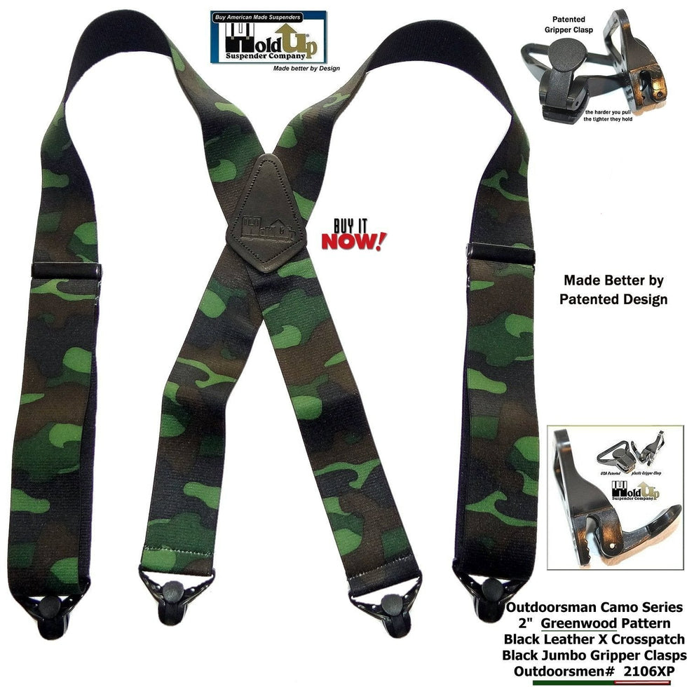 Hold-Up Brand Shadow Black Heavy Duty Work Suspenders are 2" Wide with ...
